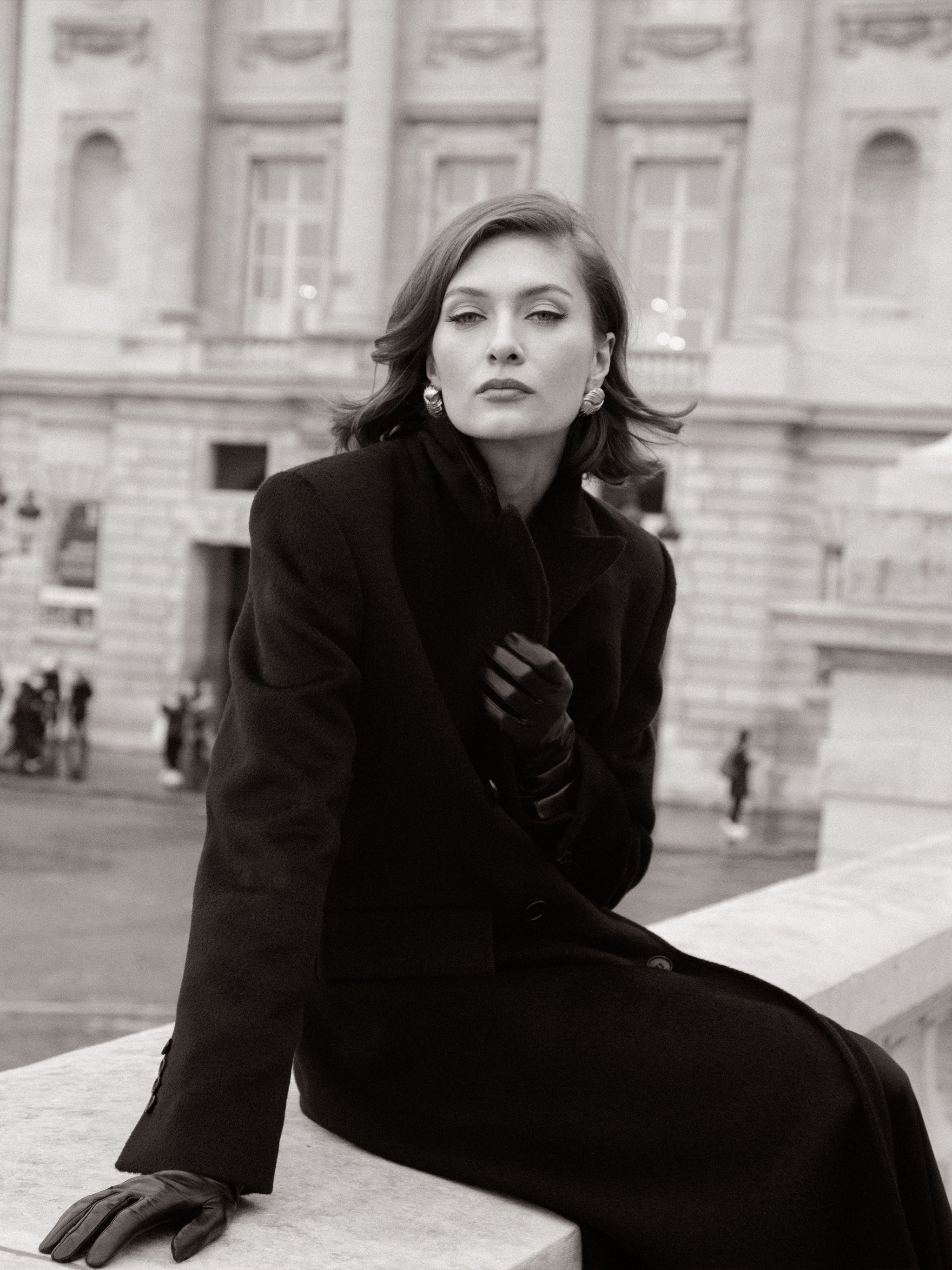 Angie Black Double-Breasted Wool Coat - Andiata – Andiata