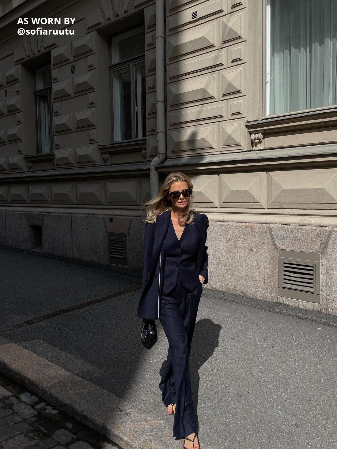 Gytta Marin Blå Pinstripe Ull Byxor - Andiata – Andiata